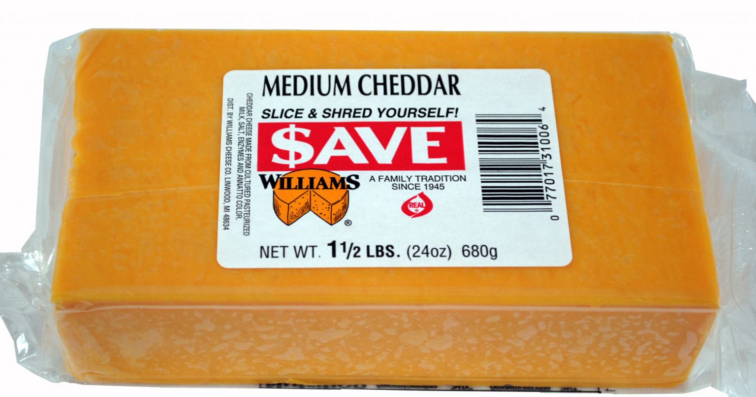 Medium Cheddar Chunk 1.5 lbs. – Williams Cheese
